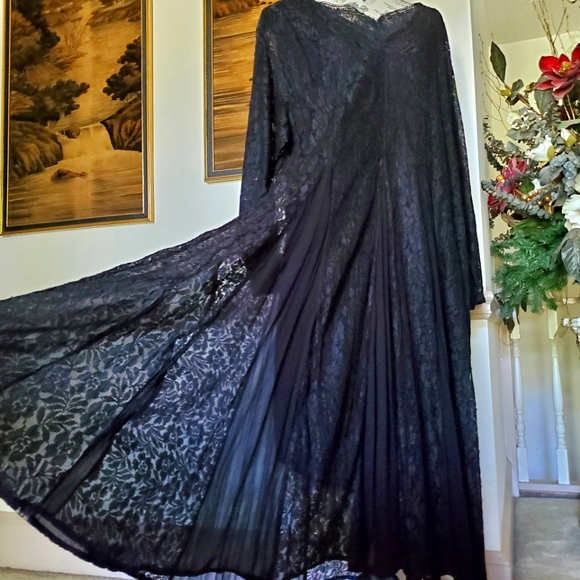 Vintage | Dresses | Vintage Black Lace Overlay Witchy Goth Dress | Poshmark